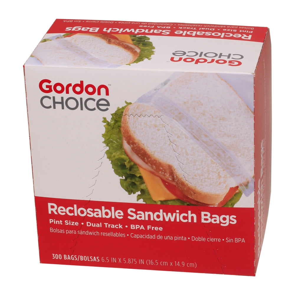 GFS 1 Pint Plastic Reclosable Sandwich Bags, Clear, 300 Ct Box ...